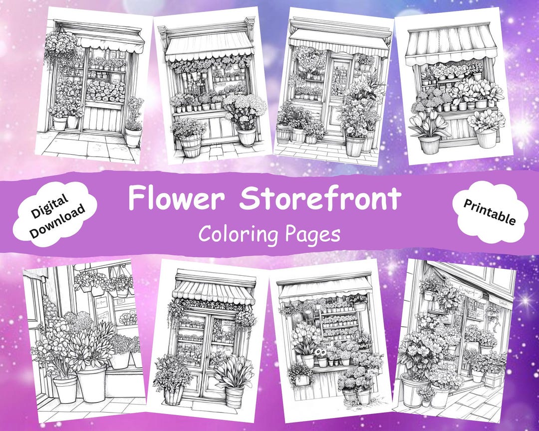 Flower Shop Coloring Pages | Detailed Flower Shop Illustrations ...