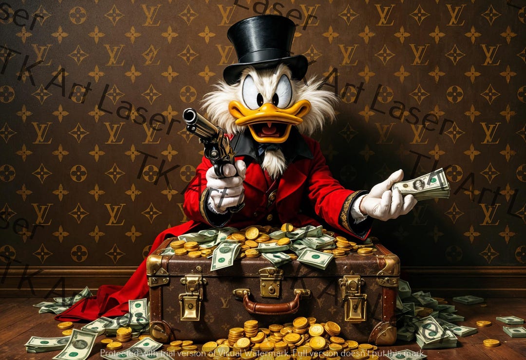 Digital Print of Scrooge Mcduck in Luxury Room With Money LV - Etsy