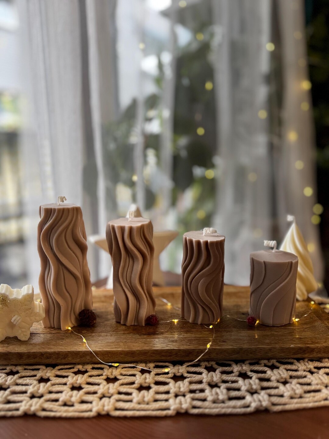 Advent Wreath Candles | Christmas Table Candles | Swirl Candles | Wave ...