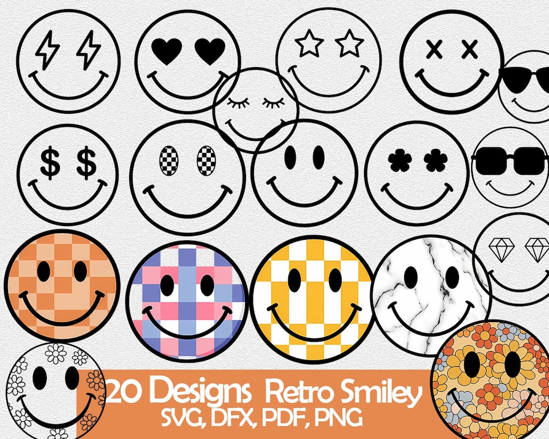 Retro Smiley Face SVG PNG: 60s 70s Groovy Designs (digital Download ...