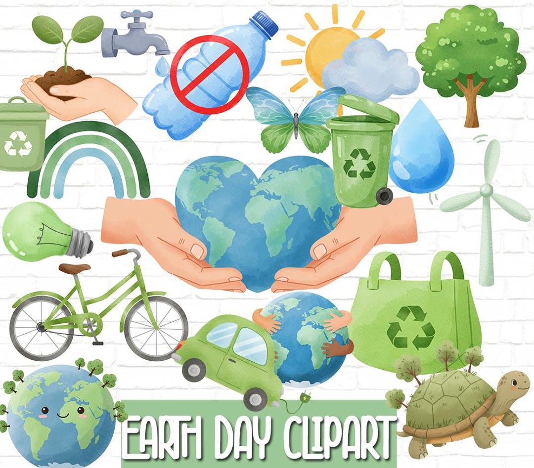 Earth Day Clipart Bundle, Earth Day Watercolor Clipart, 22nd April ...