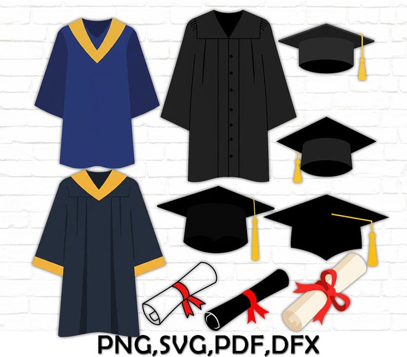 Graduation Cap and Gown SVG: Ceremony Clipart (digital Download) - Etsy