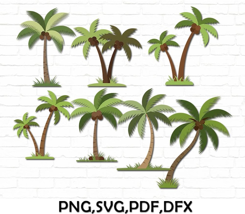 Coconut Tree SVG, Tropical Palm Tree SVG, Hawaii Summer Tropical Tree ...