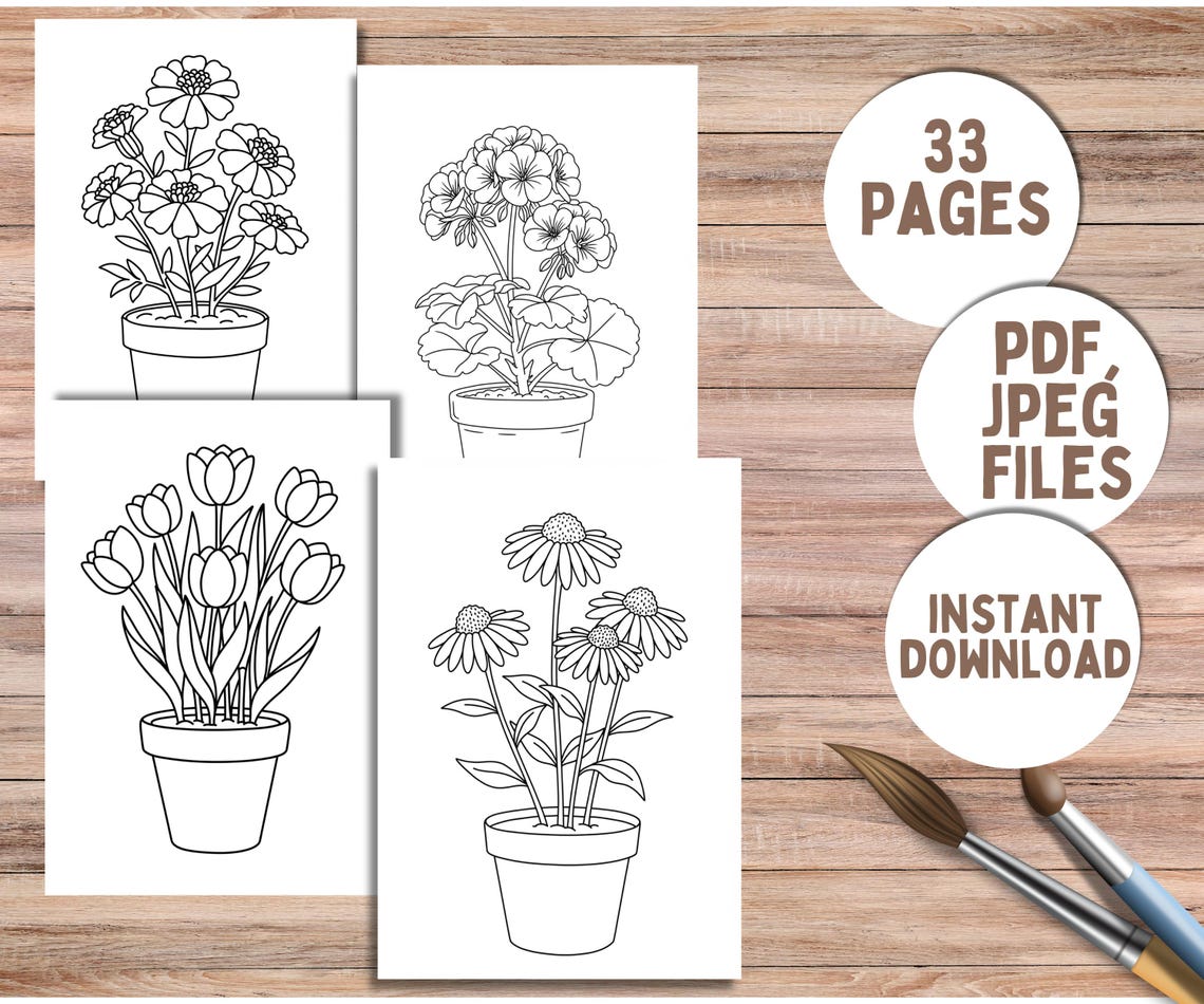 Flowers Coloring Pages for Kids | Cute Bold & Easy Coloring Templates ...