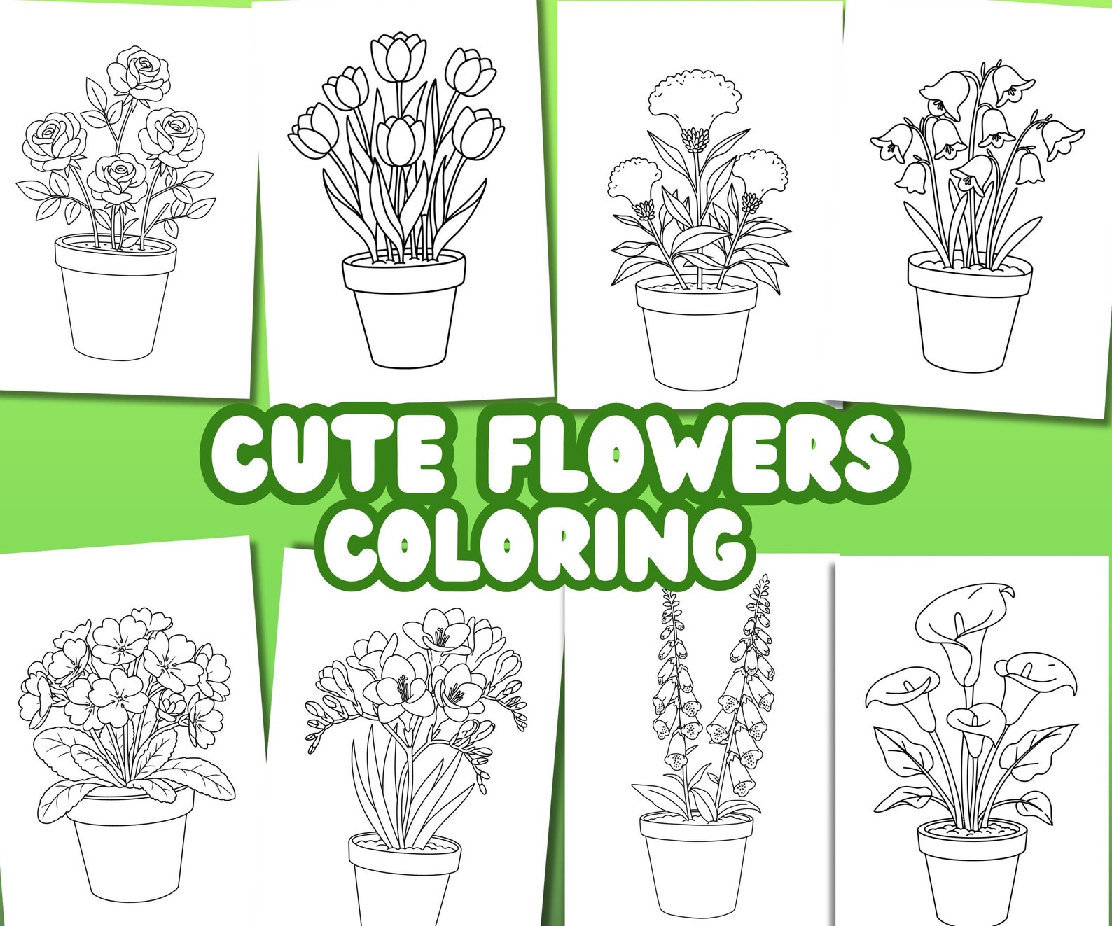 Flowers Coloring Pages for Kids | Cute Bold & Easy Coloring Templates ...