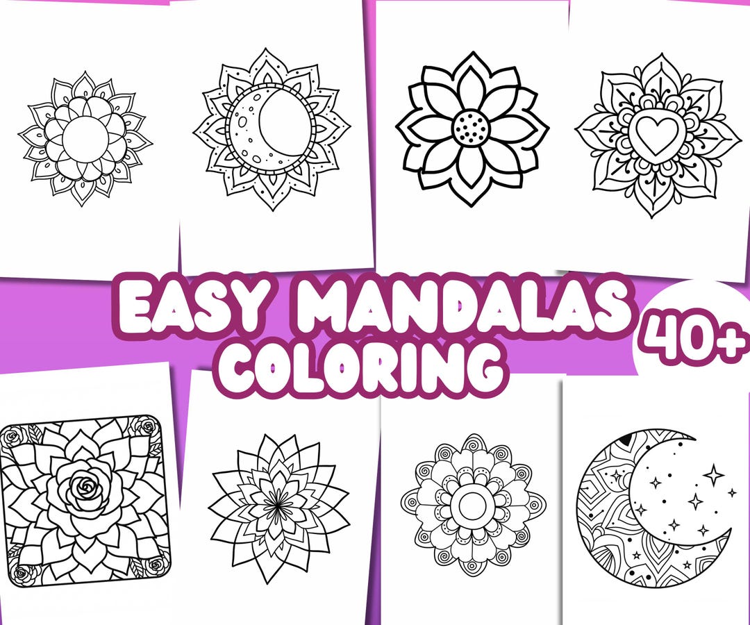 Cute Mandalas Coloring Pages, Coloring Pages for Adults, Simple ...