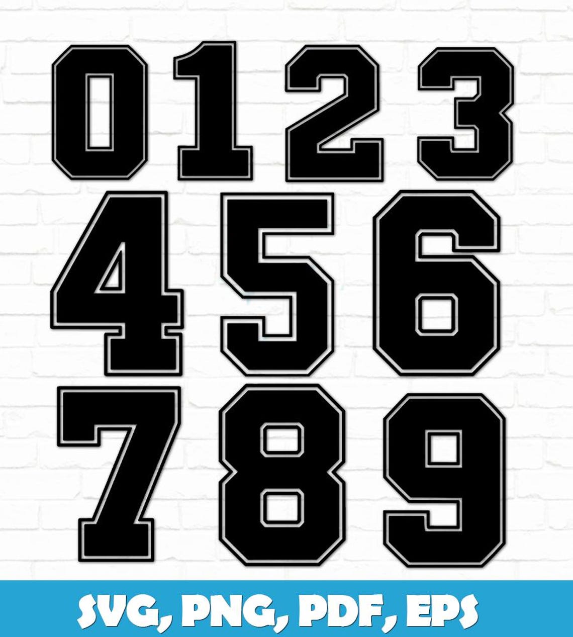 Jersey Numbers SVG, Sports Jersey Numbers SVG Files, Varsity Font ...