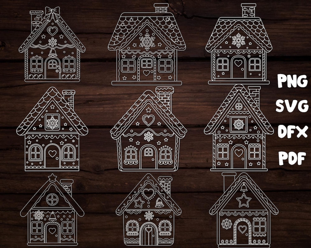Gingerbread House SVG Bundle | 10 Adorable Gingerbread Outline SVG ...