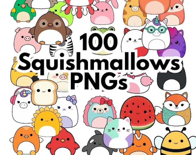 Squishmallows PNG Clipart Bundle With Transparent Backgrounds, 100 ...