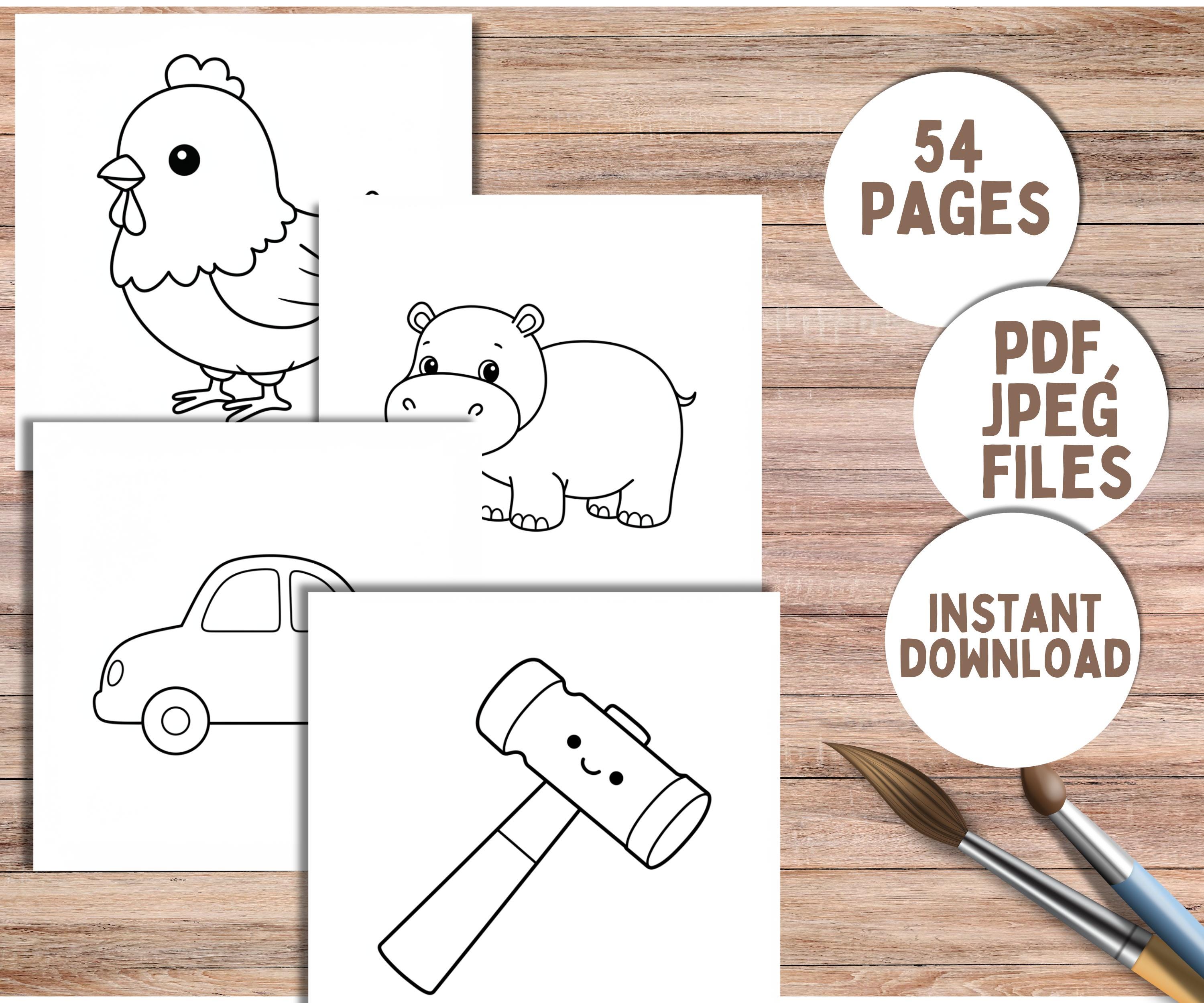 Preschool Coloring Pages: 50+ Animals, Toys (digital Download) - Etsy