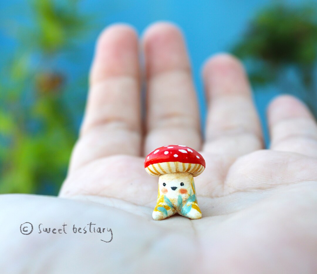 1.5cm Toadstool Mushroom Clay Whimsical Art Hand Sculpted Clay ...