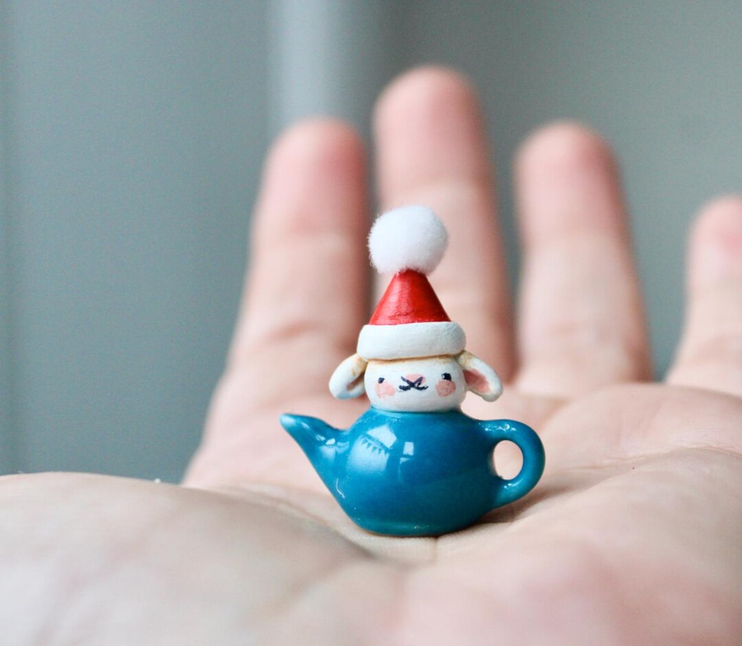 Christmas Bunny in a Miniature Teapot - Etsy