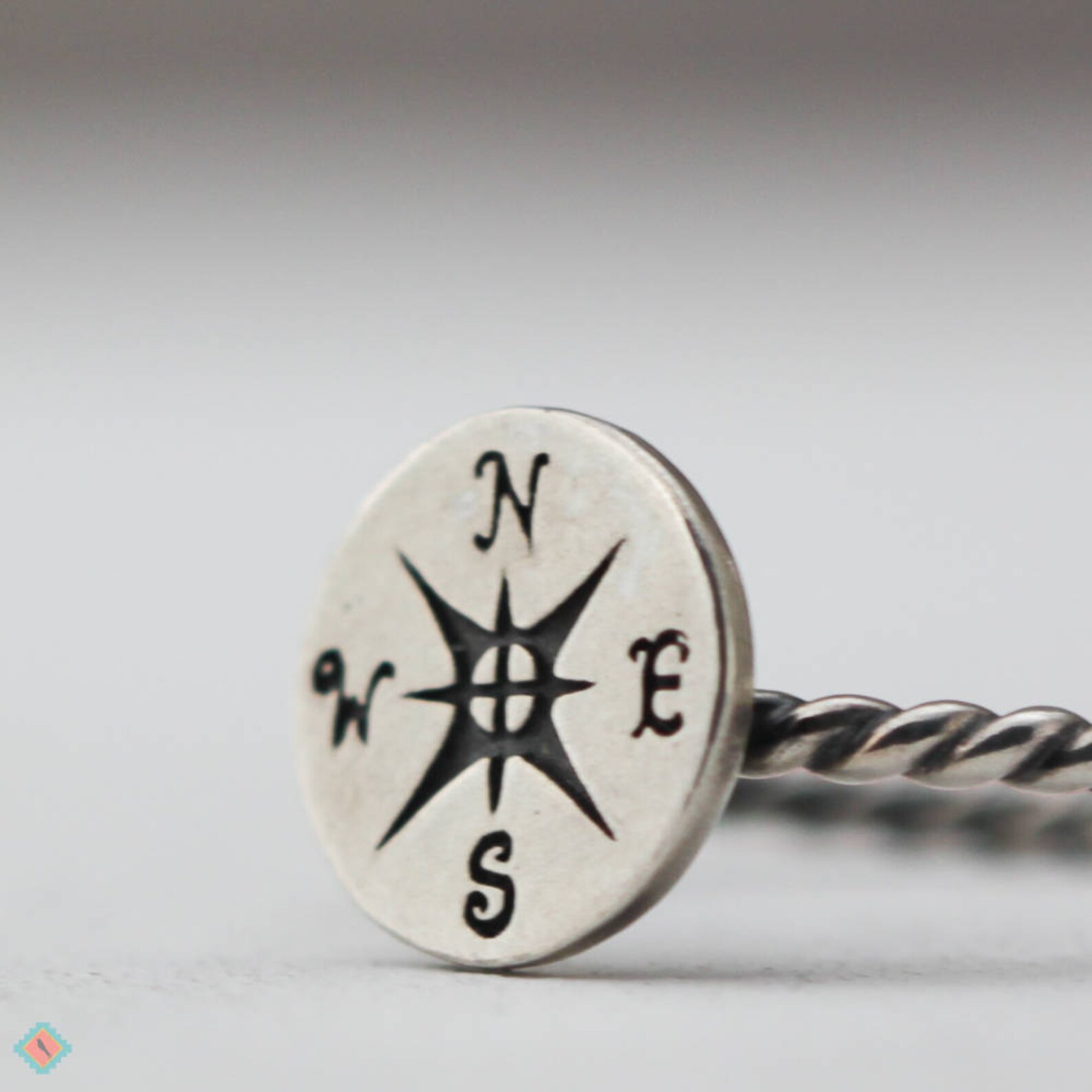 Compass Ring Sterling Silver Ring Nautical Seashore Beach Etsy