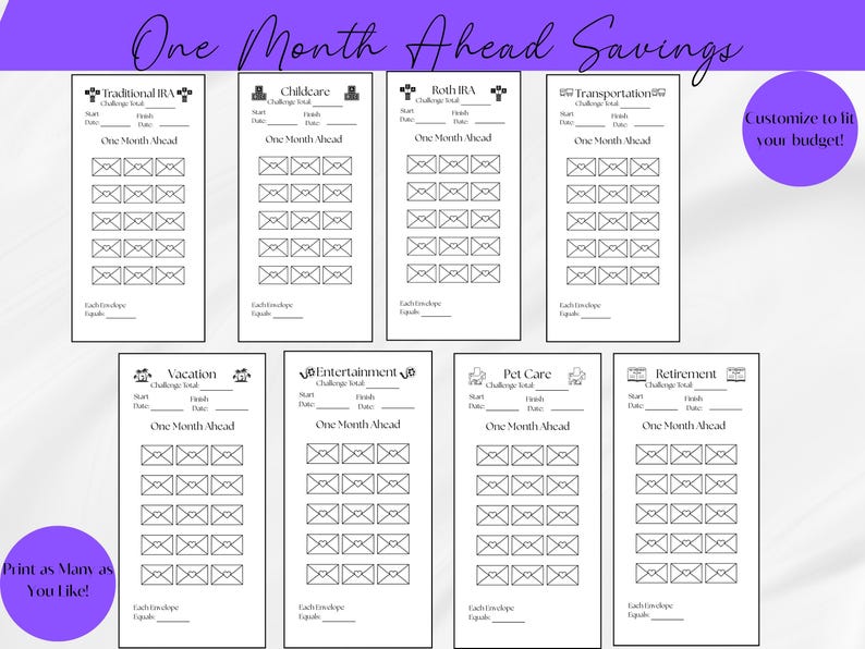 A6 One Month Ahead Savings Challenge - Etsy