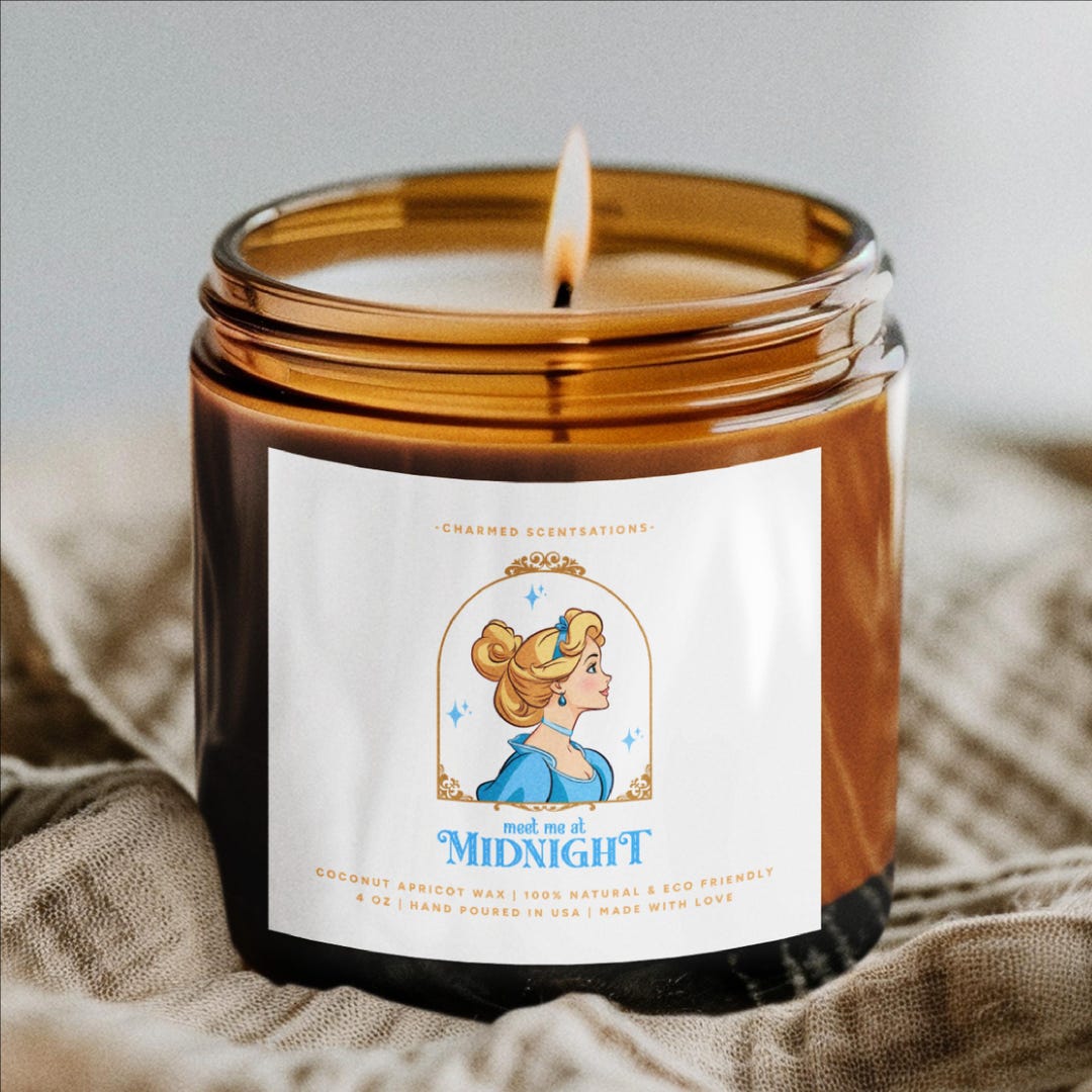 Cinderella Meet Me at Midnight Candle, Natural Coconut Apricot Wax ...