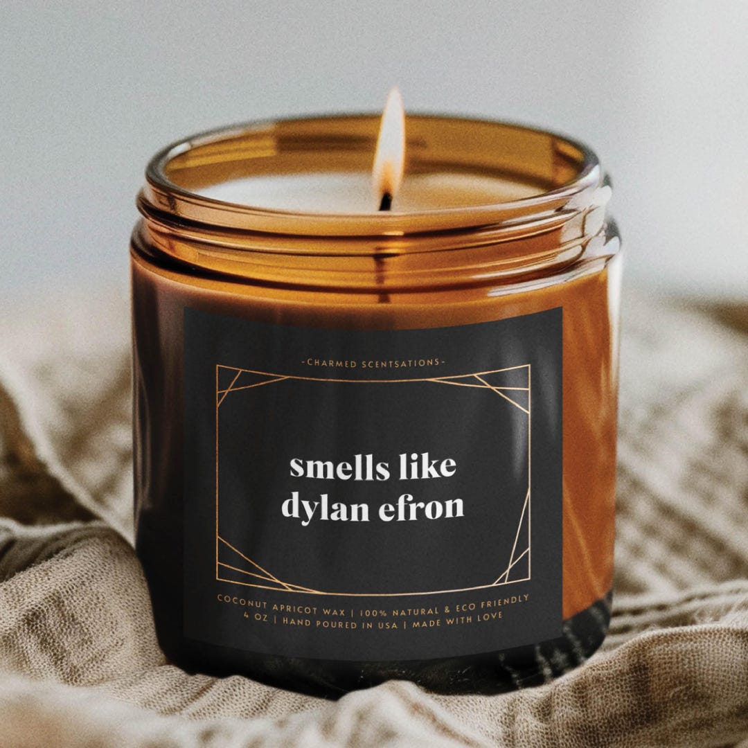 Smells Like Dylan Efron Candle - Natural Coconut Apricot Wax, Gift ...