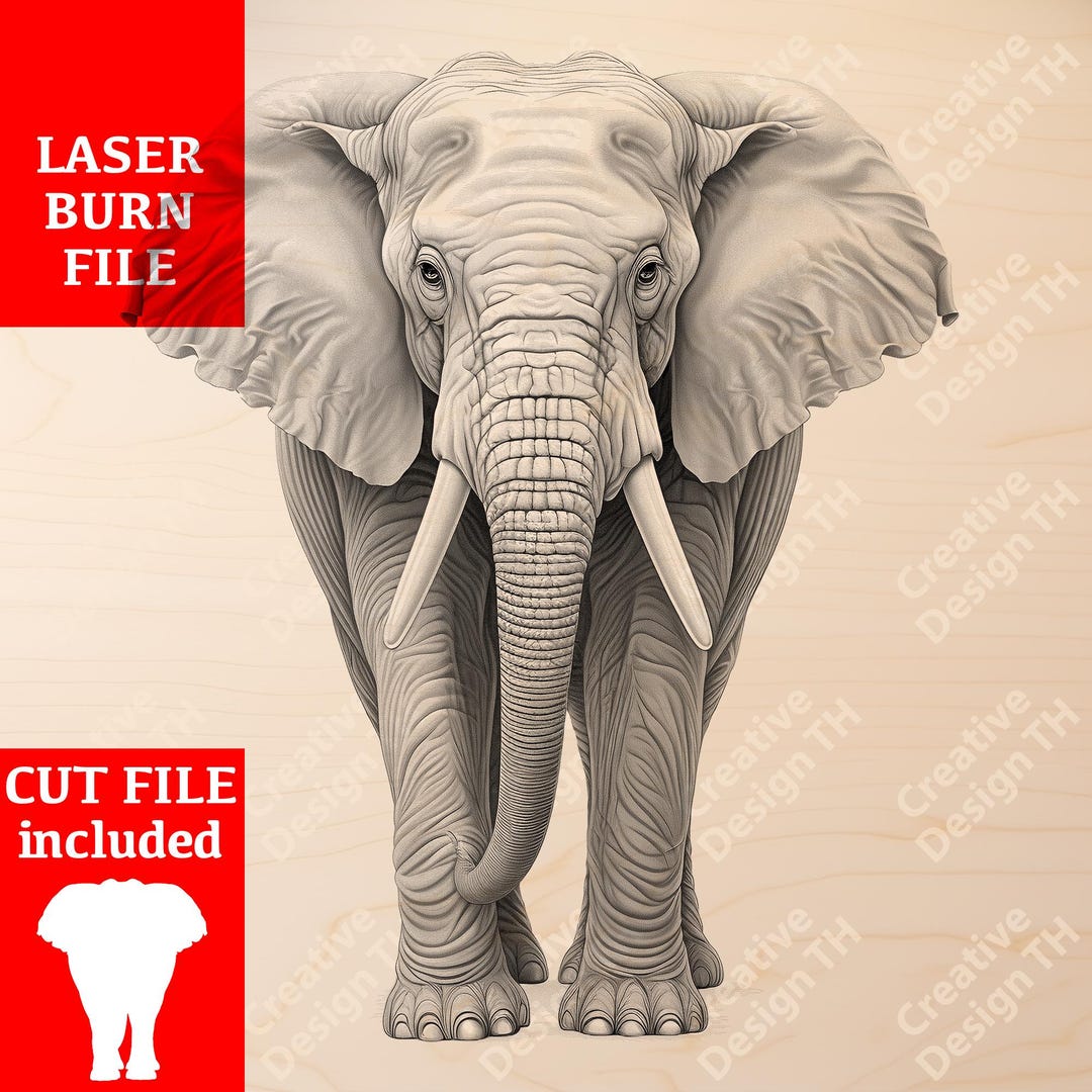 Asian Elephant, Laser Ready File for Engrave PNG, Wood Burn Board ...