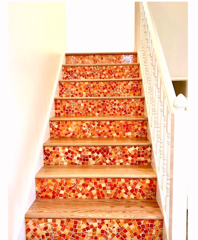 One Color Mosaic Stair Risers - Etsy