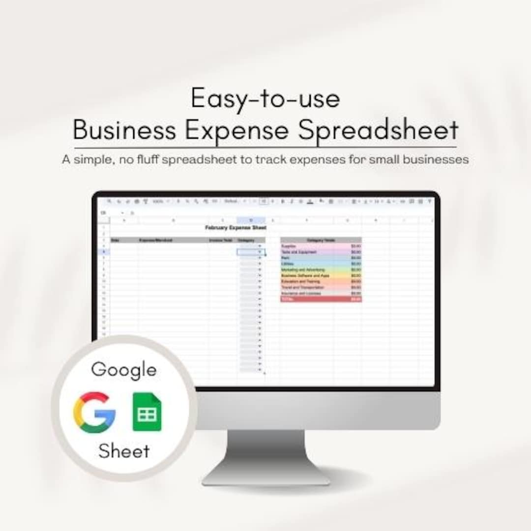 Small Business Expense Sheet Template for Taxes Digital Download Beauty ...