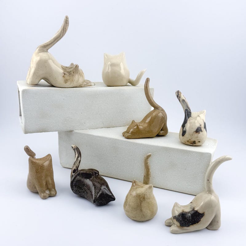 Ceramic Cat Figurine - Etsy