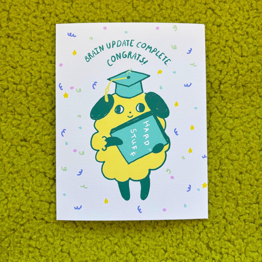 Brain Update Complete, Congrats! | Cute Funny Graduation Card | Blank ...