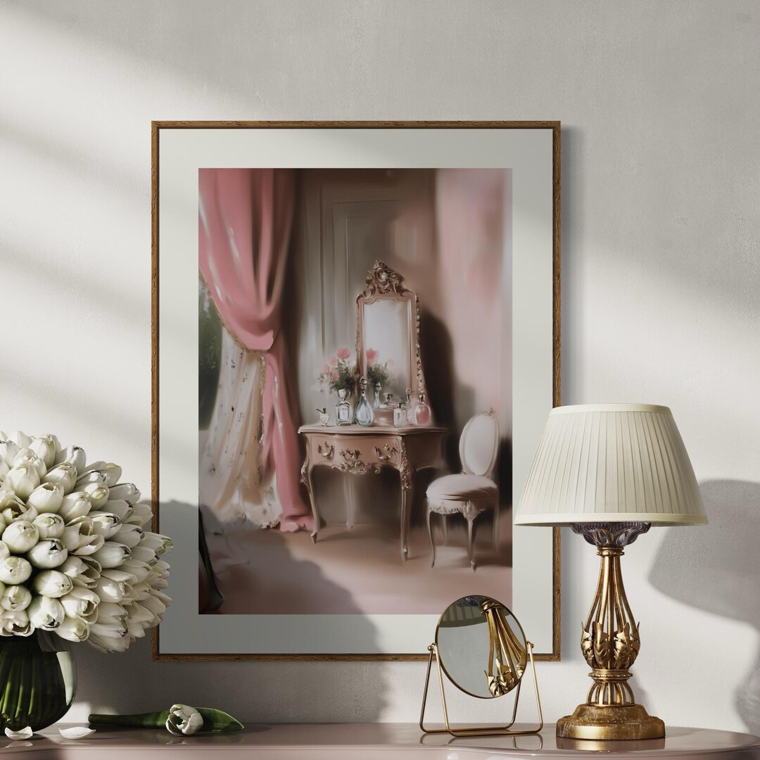 Rococo Vanity Art Print | Elegant French Boudoir Painting | Vintage ...