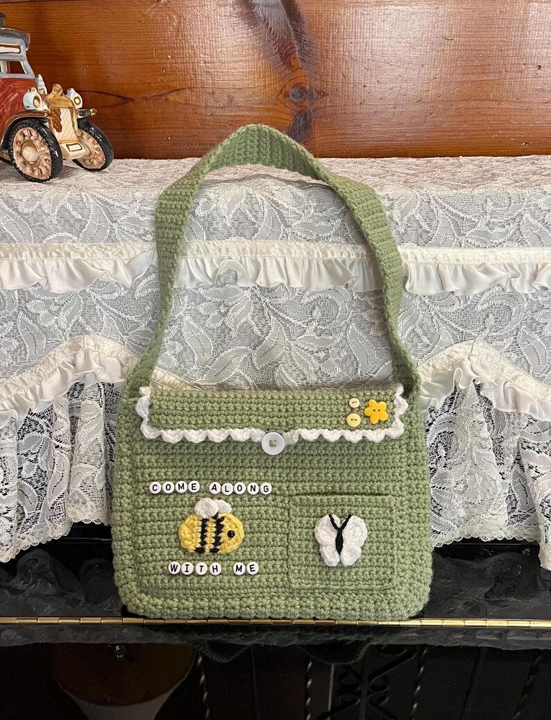 Butterfly & Bee Crochet Shoulder Bag - Etsy