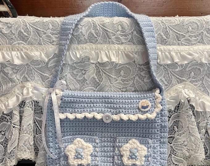 Baby Blue Crochet Shoulder Bag - Etsy