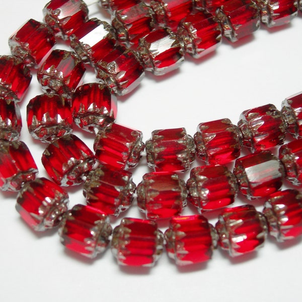 Red Czech Beads Etsy