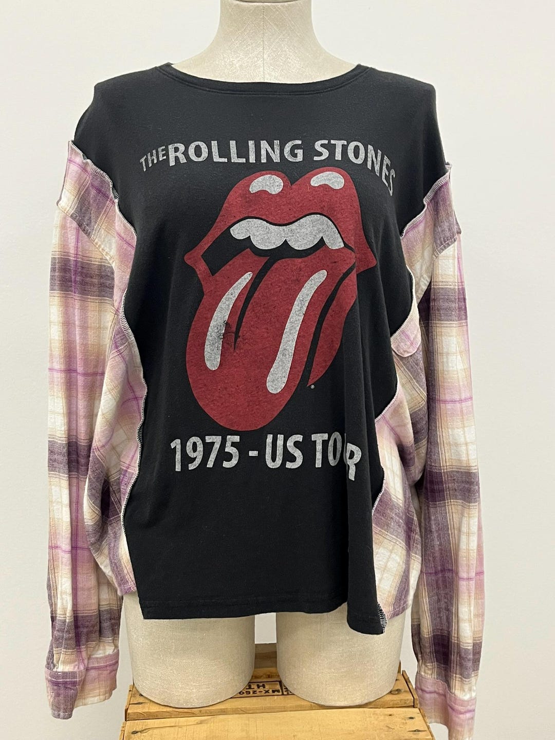 Upcycled Oversized Rock Band Flannel Shirt: Sustainable Grunge Fashion ...