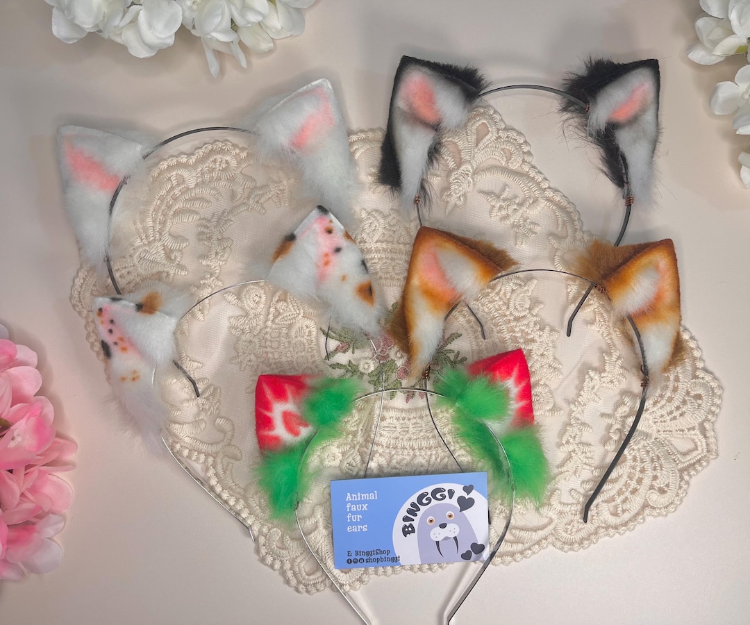 Micro Faux Fur Cat Ears: Handmade Neko Cosplay, for Halloween, Furry ...