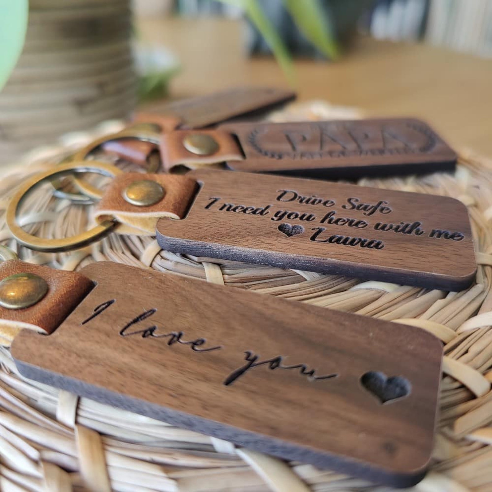 Engraved Wooden Keychain Personalized With Text or Image | Handmade ...