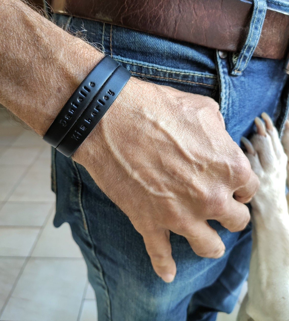 Leather Handmade Bracelet for Men Personalized Bracelet with | Etsy