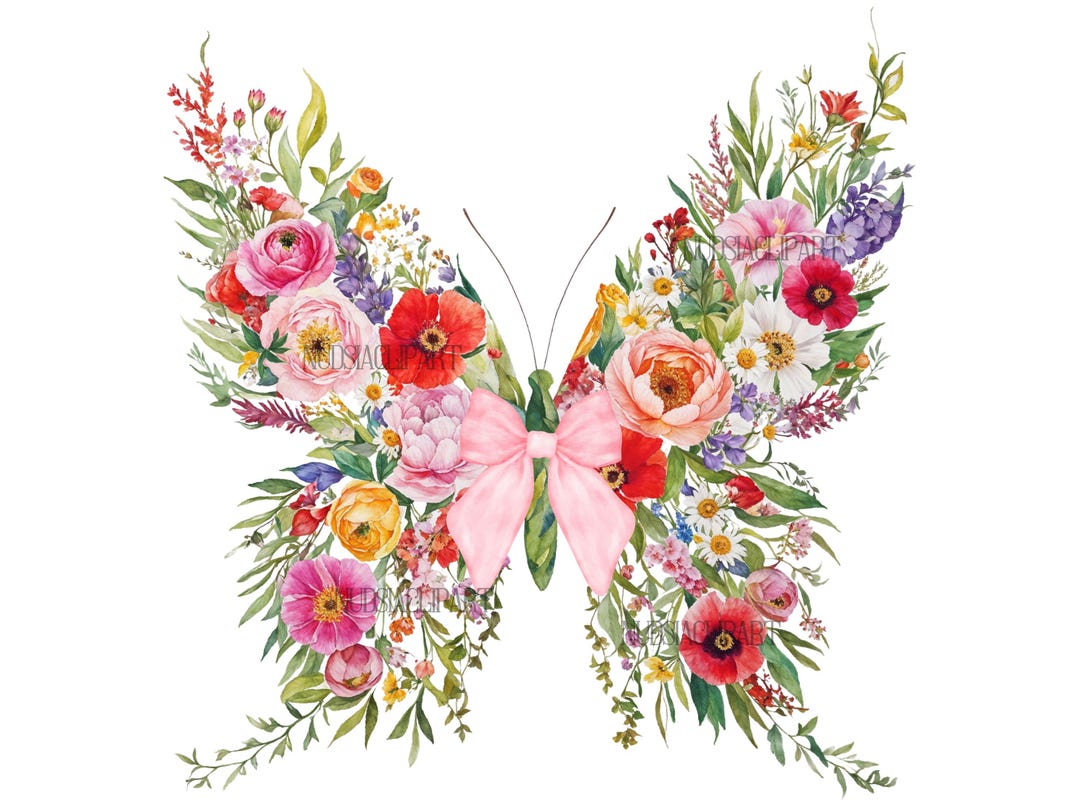 Coquette Floral Butterfly Easter Png, Butterfly Png Design, Preppy ...