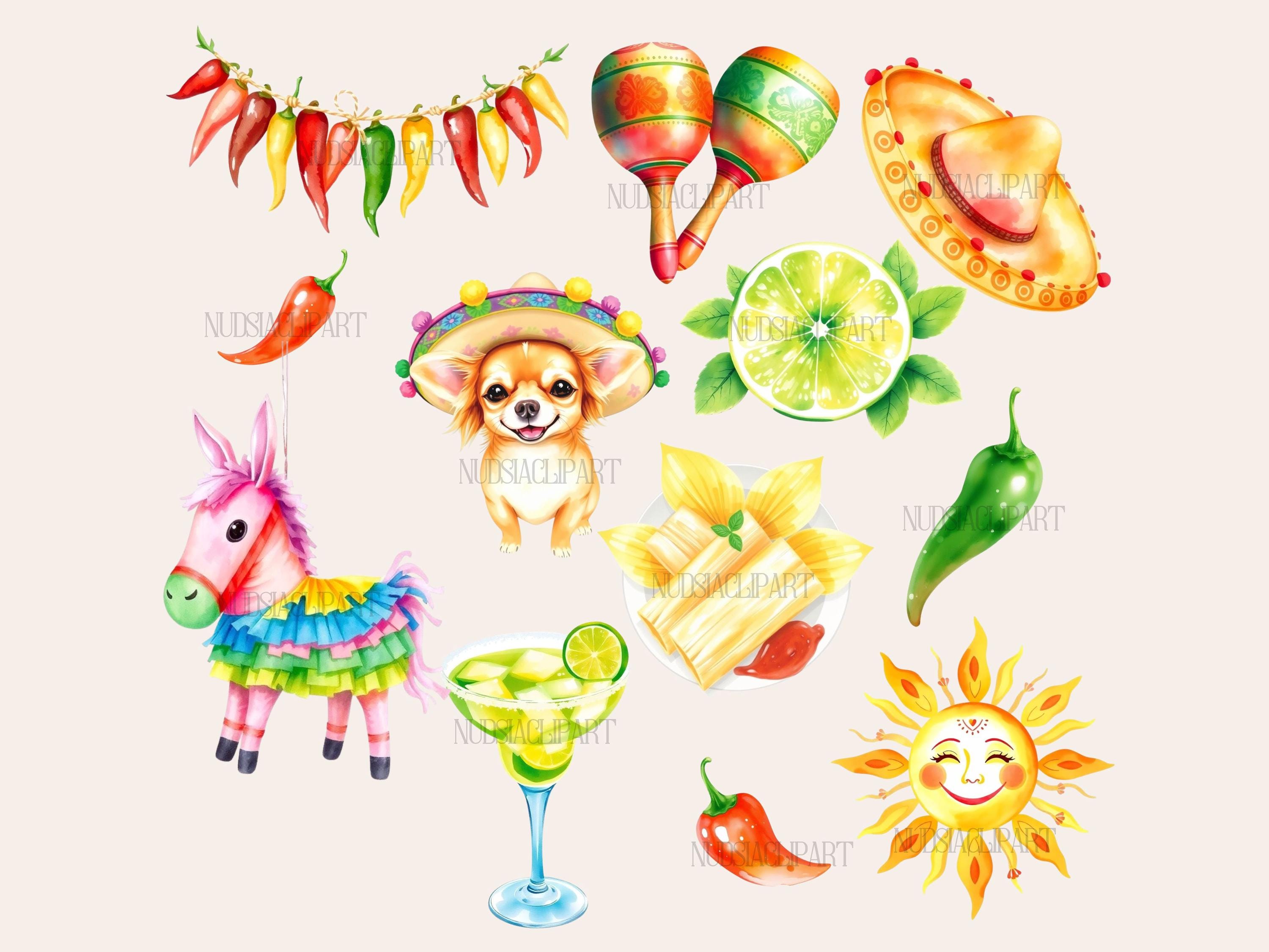 Cinco De Mayo Clipart Bundle PNG, With Sombrero Hat, Sugar Skulls ...
