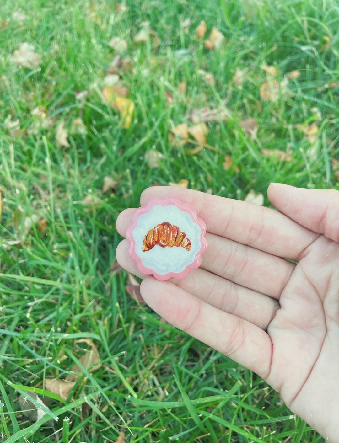 Hand-painted Croissant Magnet: Polymer Clay Fridge Decor - Etsy