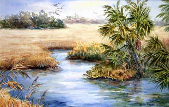 Old Florida Inlet Original Watercolor or Fine Art Print | Etsy