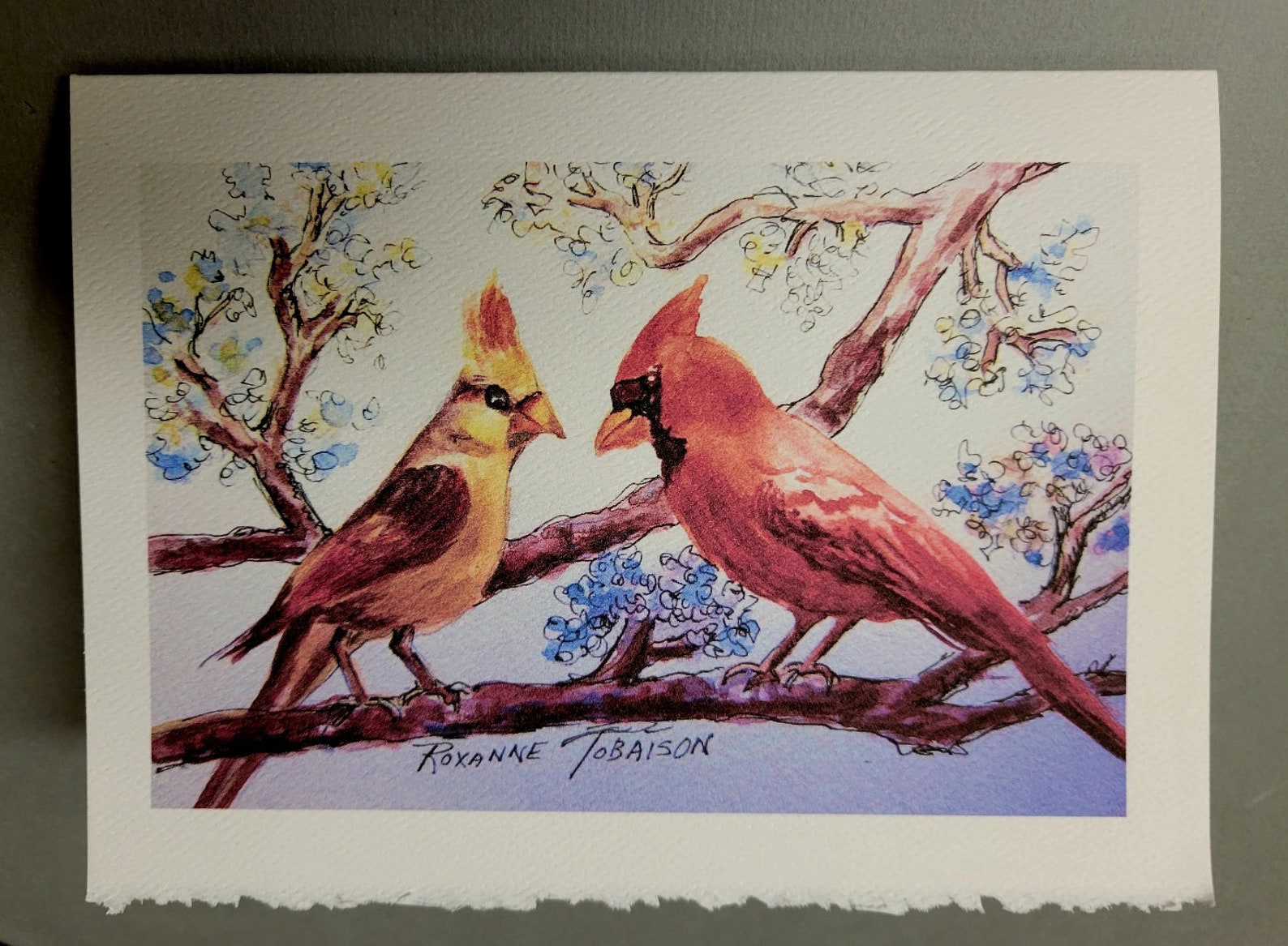 Cardinal Variety 5x7 Note Art Card Watercolor Print Birdhouse Songbirds ...