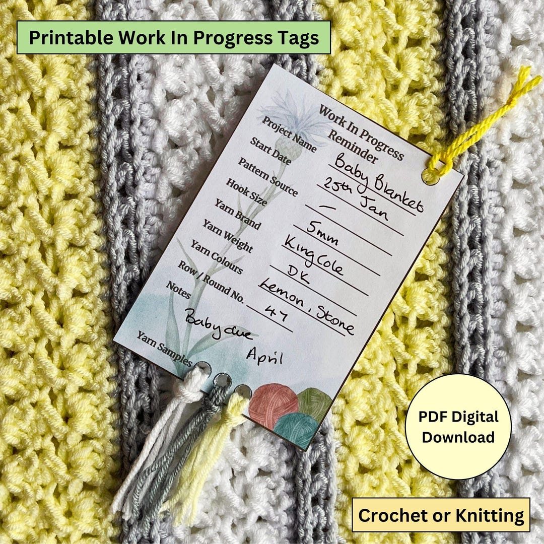 Work in Progress Tags Handmade WIP Tag Crochet Knitting WIP Instant ...