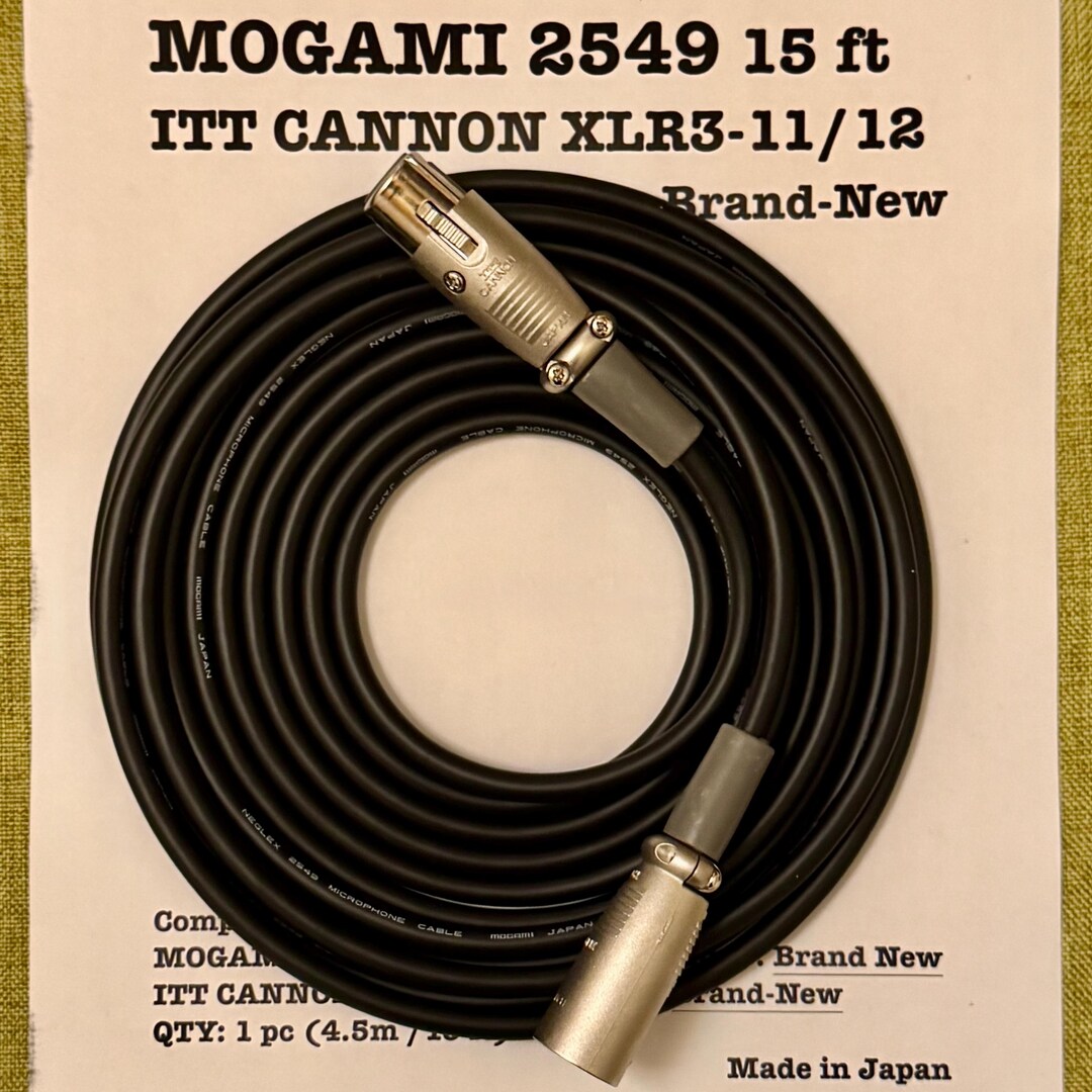 MOGAMI 2549 Microphone Cable 15ft（4.5m） ITT Cannon XLR M/F - Made in ...