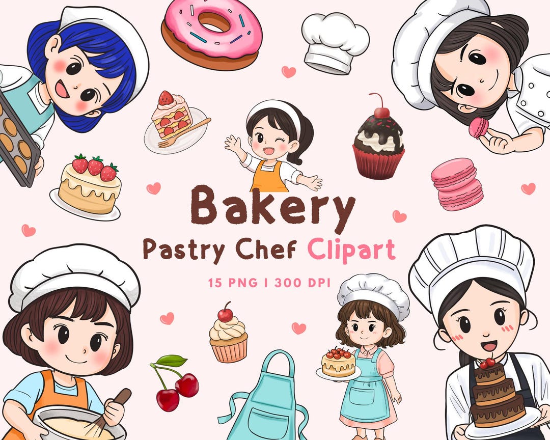 Bakery Pastry Chef Clipart | 15 High Quality Pngs — Free Commercial ...
