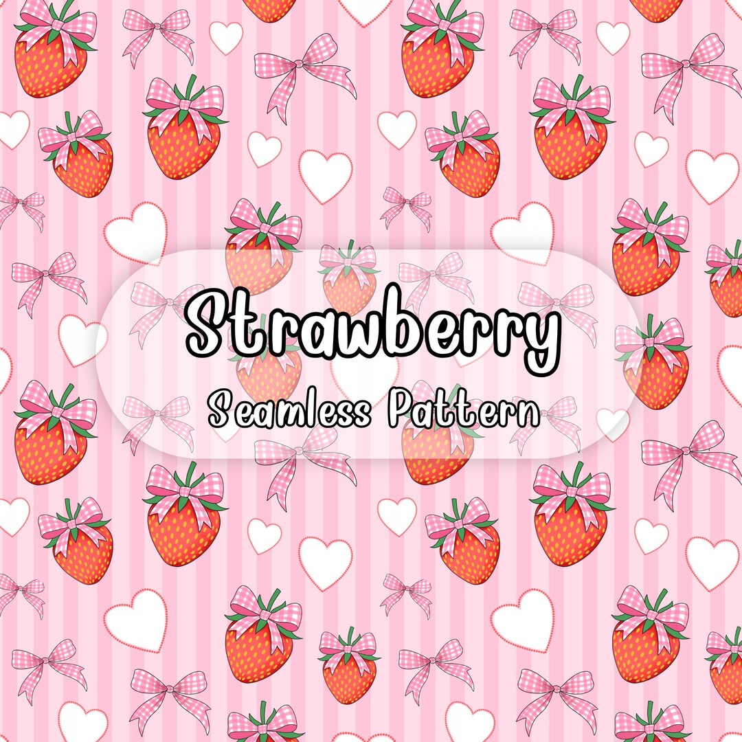 Strawberry Seamless Pattern – Pink Fruit Illustration, Sweet Love Style ...