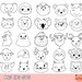 Animal Faces Clipart Bundle: Zoo, Farm, Jungle Line Art (PNG, SVG, EPS ...
