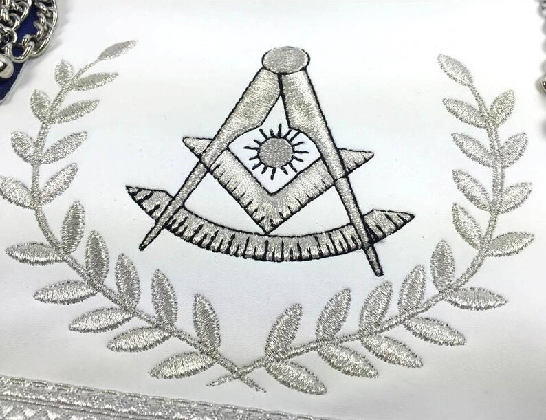 Masonic Past Master Lambskin Apron: Silver Embroidery, Royal Blue Lodge ...