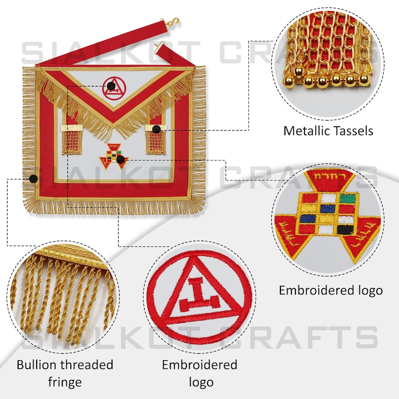 Masonic Royal Arch High Priest Official Embroidered Apron, Chain Collar ...