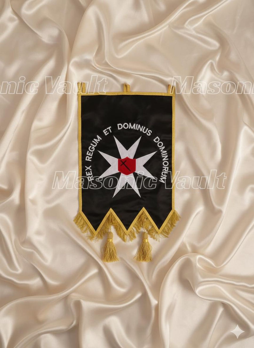 Masonic Banner of Malta Black Color Satin Embroidered Size 24x 36 ...