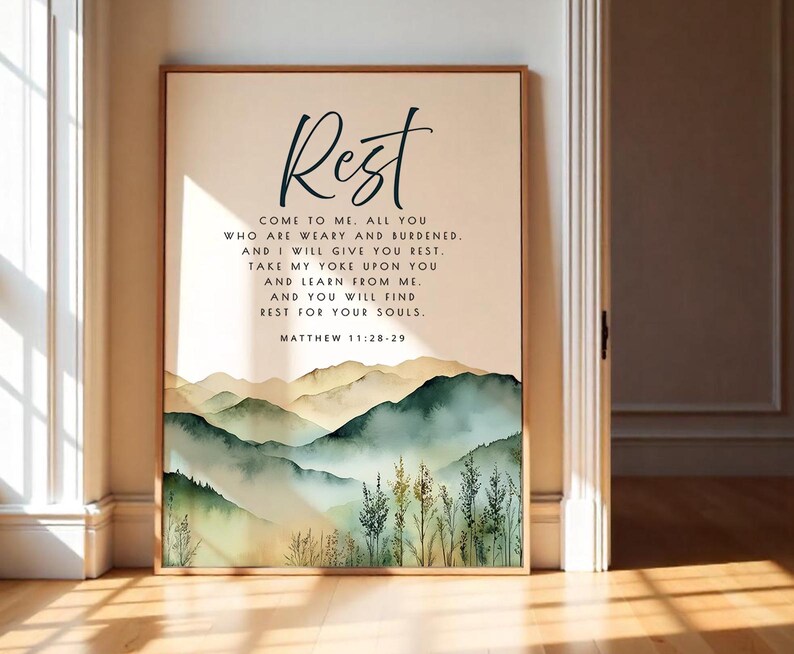 Come to Me All Who Are Weary Printable, Matthew 11:28 Bible Verse Art ...