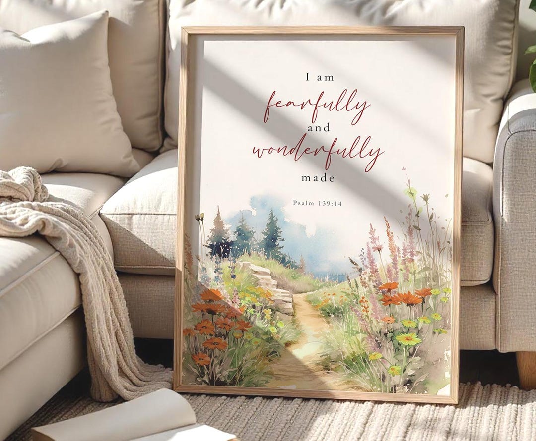 Psalm 139:14 Bible Verse Wall Art, Fearfully and Wonderfully Made ...
