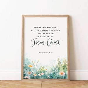 Philippians 4:19 Wall Art, Bible Verse Printable, Floral Nature ...
