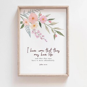 John 10:10 Bible Verse Wall Art Digital Print Scripture Printable ...
